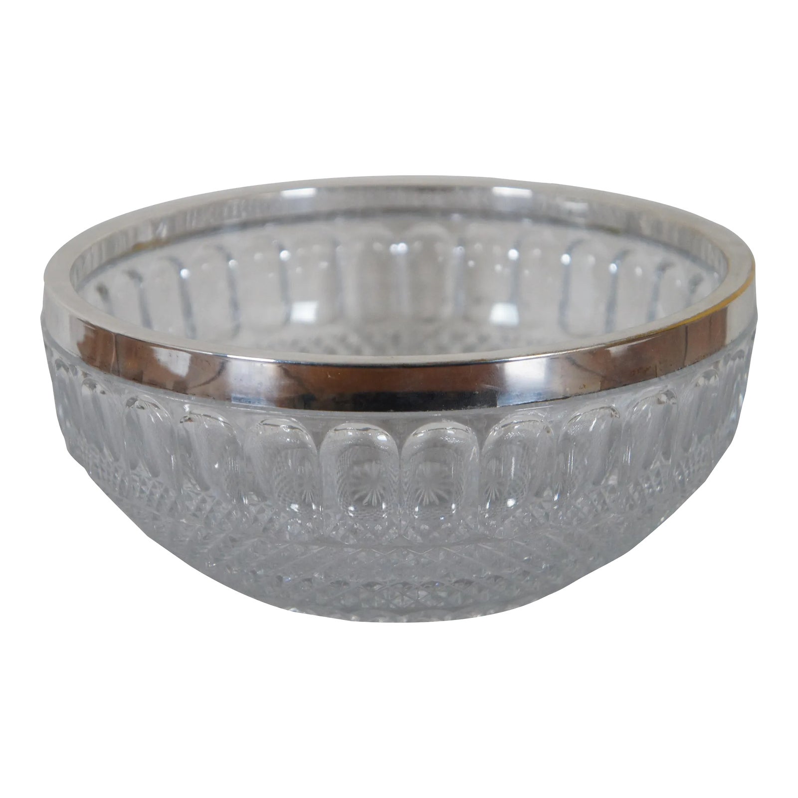 Mid Century Pressed Glass Silver Plate Centerpiece Fruit Serving Bowl ...