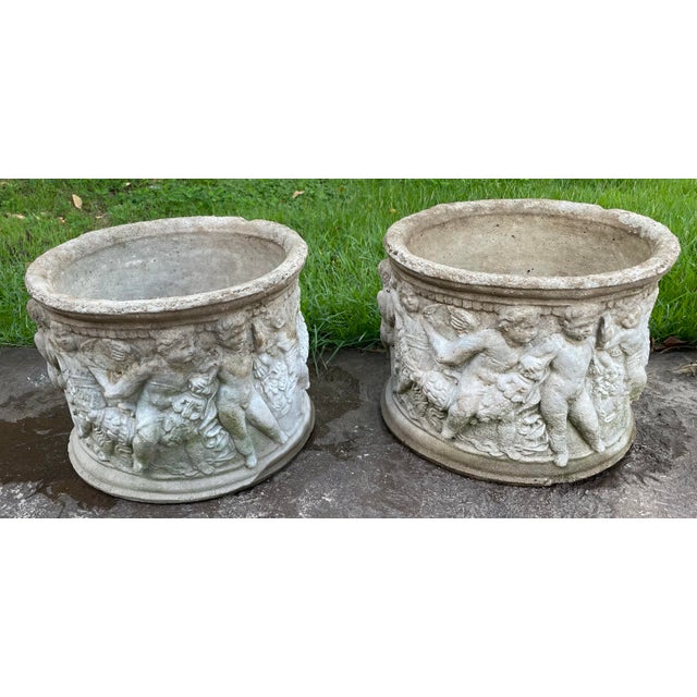 Vintage Large Concrete Neoclassical Planters With Dancing Putti All ...