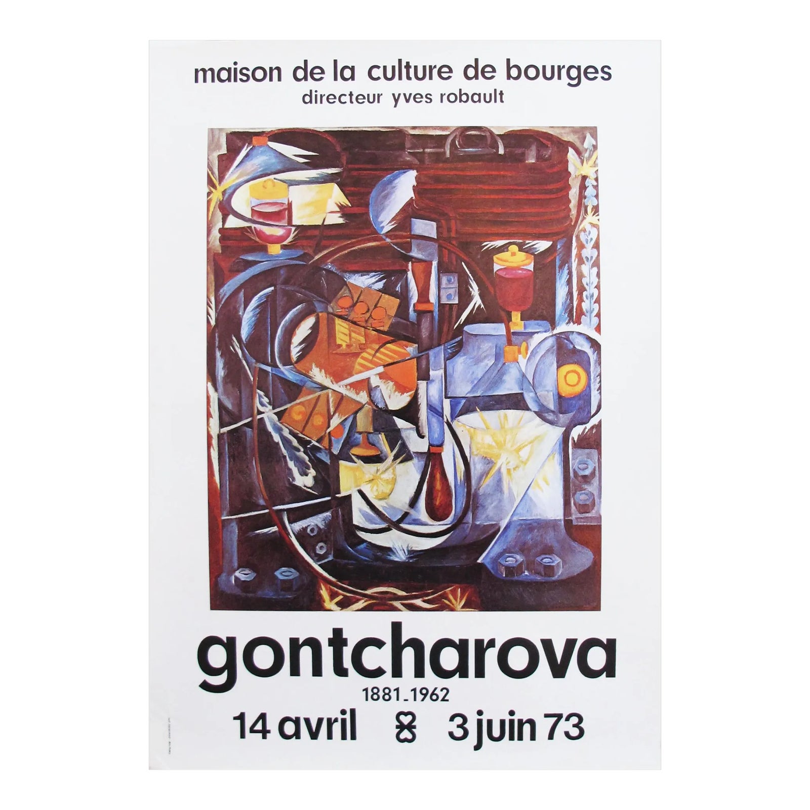 1973 Original French Abstract Cubist Exhibition Poster, Gontcharova ...