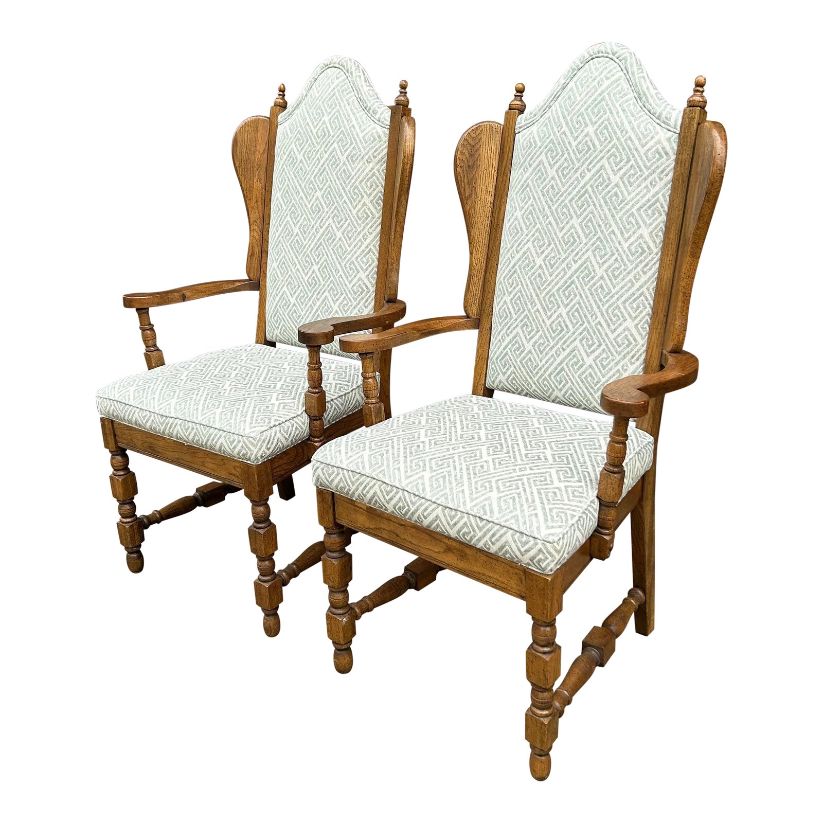 Pair of Classic Antique Wing Style Arm Chairs Recovered | Chairish