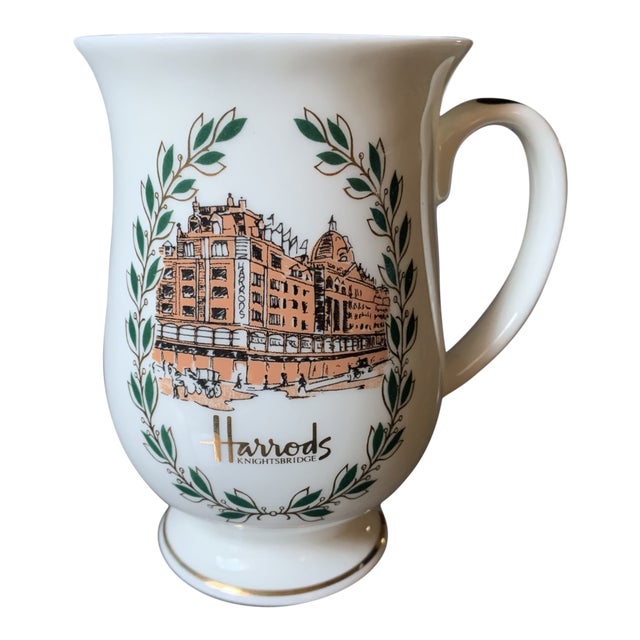 Vintage Harrods Gold Trim with Garland Coffee Mug | Chairish