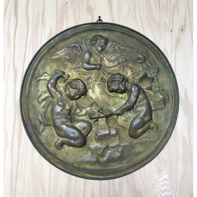 19th Century Angels at Work Brass Repousse Decorative Rounds - a Pair ...