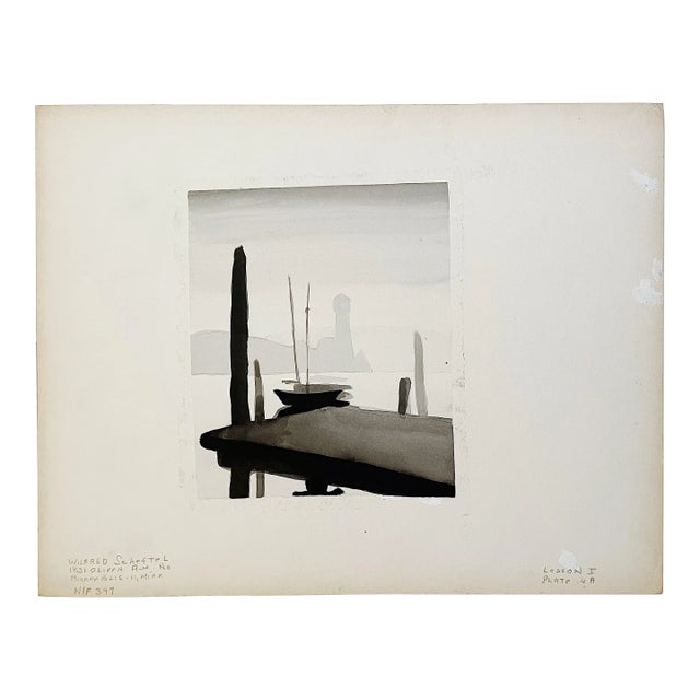 Vintage Dock Still Life Watercolor Painting by Wilfred Scheftel | Chairish