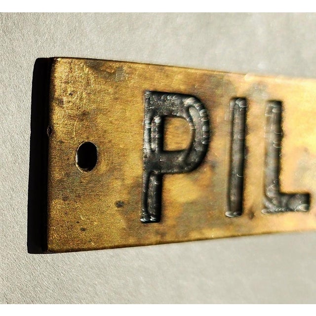 Vintage Brass "Pilot" Etched Sign | Chairish