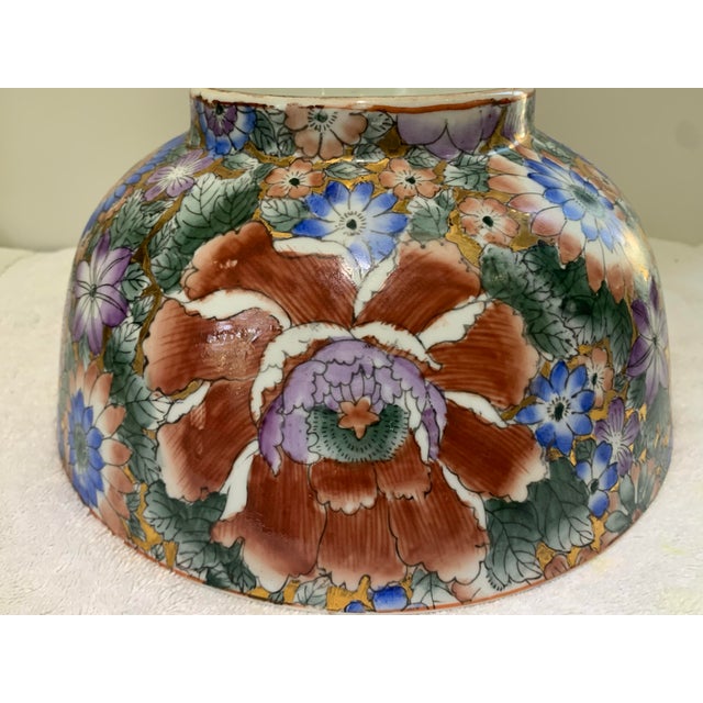 Antique Chinese Hand Painted Mille Fleur Punch Bowl With Gold Rim ...
