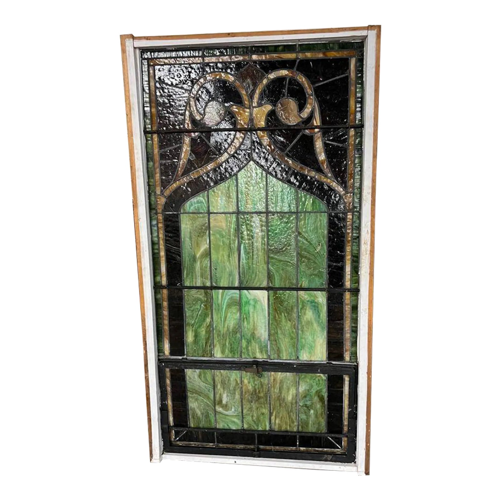 Antique Early 19th Century Leaded Glass Window Panel | Chairish