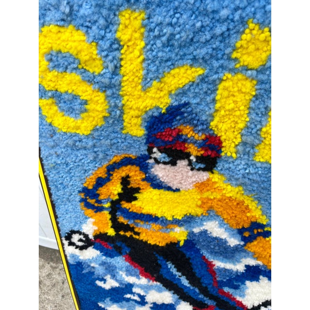 1970’s Vintage Pop-Art “Skiing” Framed Shag Rug | Chairish