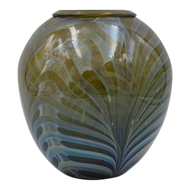Vintage 1978 Stephen Edwards Blown Glass Feather Vase | Chairish