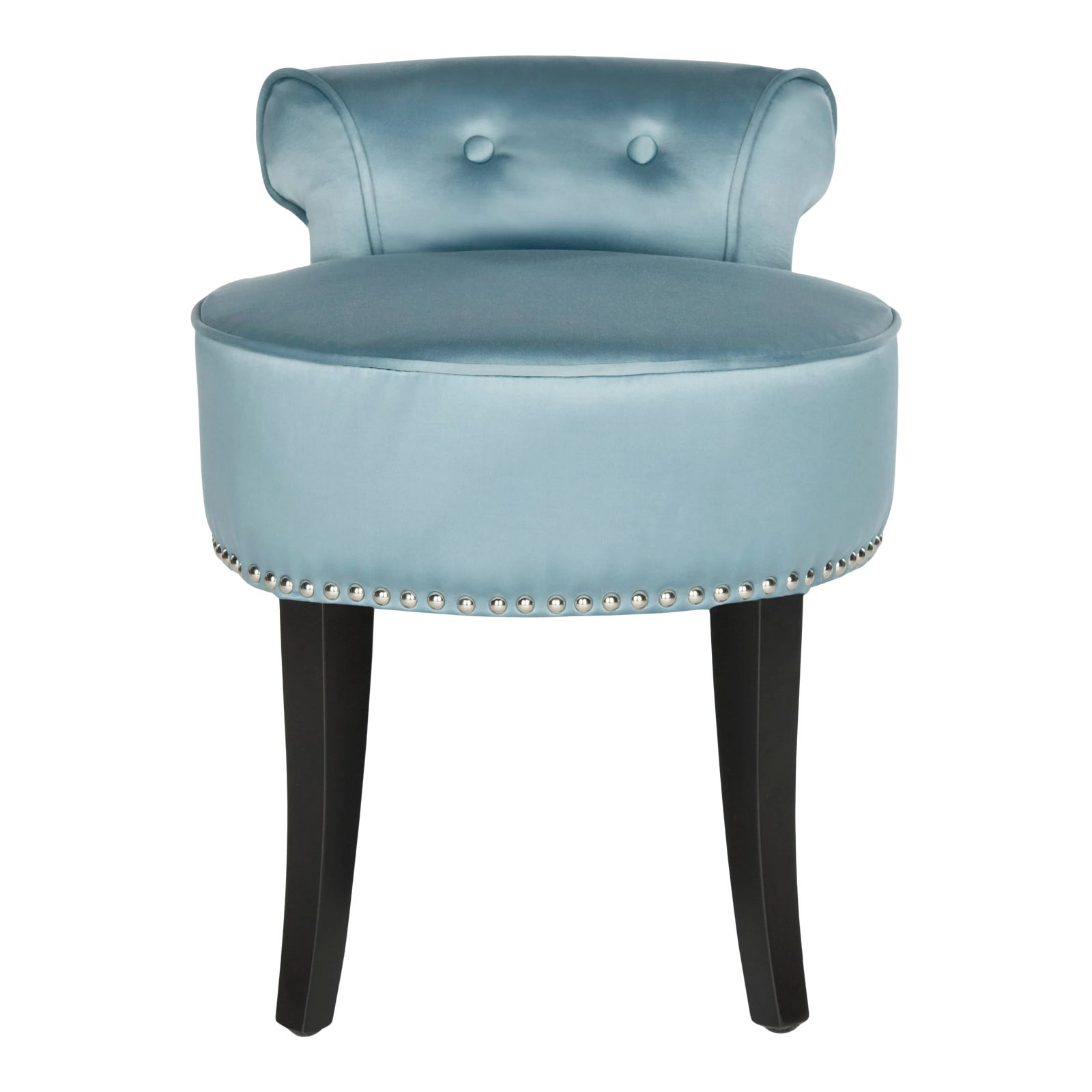 Vanity Stool in Teal & Espresso | Chairish