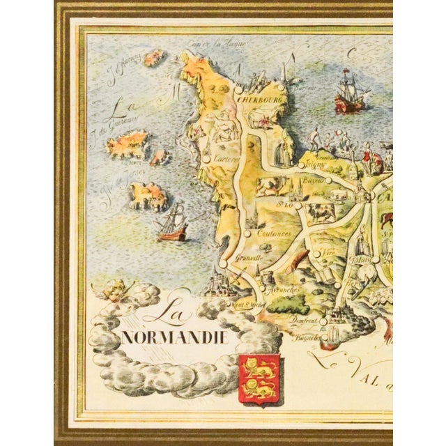 1960's French Vintage Mini Map, La Normandie (Normandy) | Chairish