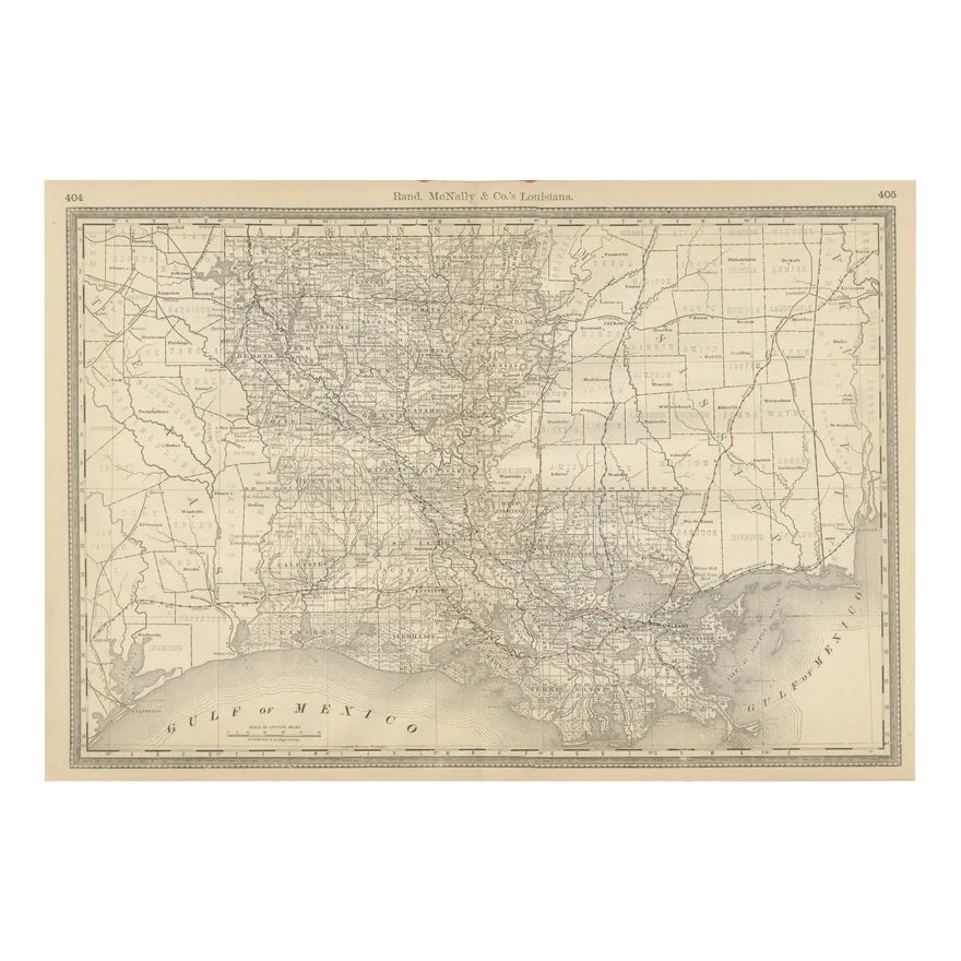 Antique Louisiana Map The Pelican State, Railroads & Counties, 1888 ...