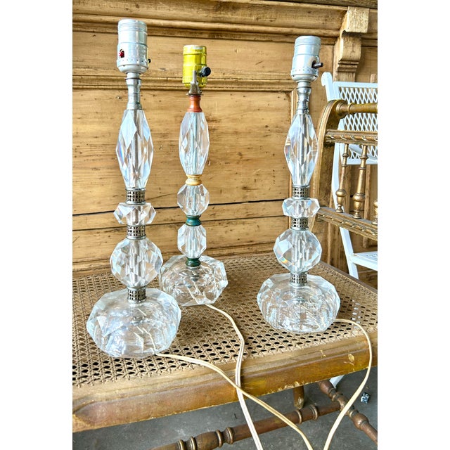 Vintage Crystal Lamps, Set of Three | Chairish