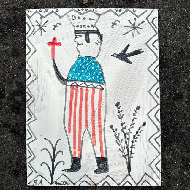 Ra Miller Folk Art Painting | Chairish