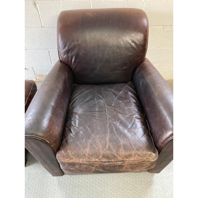 Vintage Mitchell Gold Leather Lounge Chair and Ottoman | Chairish