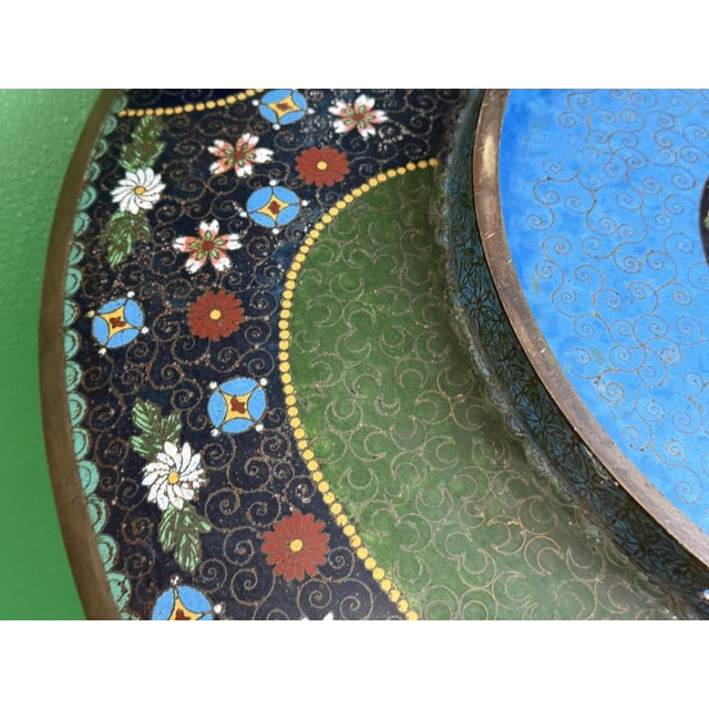 Monumental Japanese Cloisonne Enamel Charger Cranes Attributed, Hayashi ...