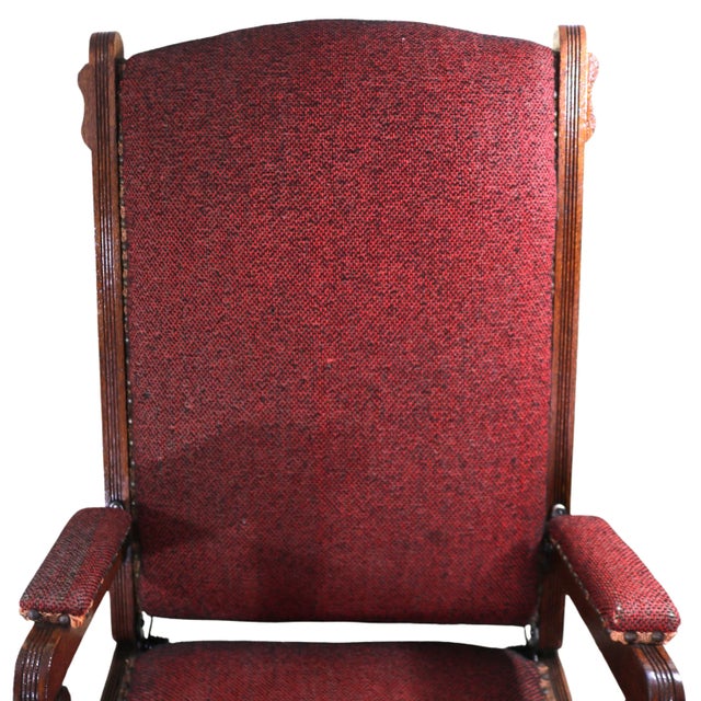 Antique Restored Victorian Upholstered Oak & Cast Iron Platform Rocker ...