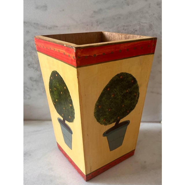 Traditional Hand Painted Wood Planter | Chairish