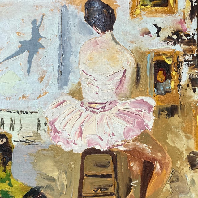 1970’s Original Impressionist Mid Century Modern Ballet Dancer Interior Painting | Chairish