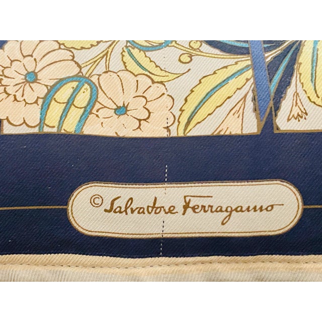 Contemporary Pillow Made from Vintage Salvatore Ferragamo Navy Silk ...