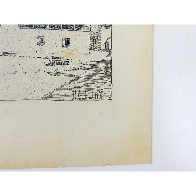 Antique 1908 Architectural Pen & Ink Study Drawing | Chairish