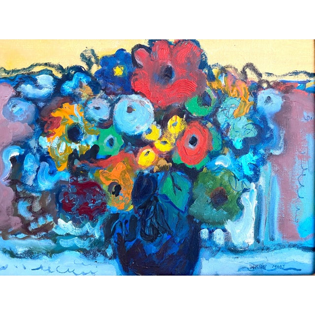 Modernist Floral Still Life Painting Marion Maas | Chairish