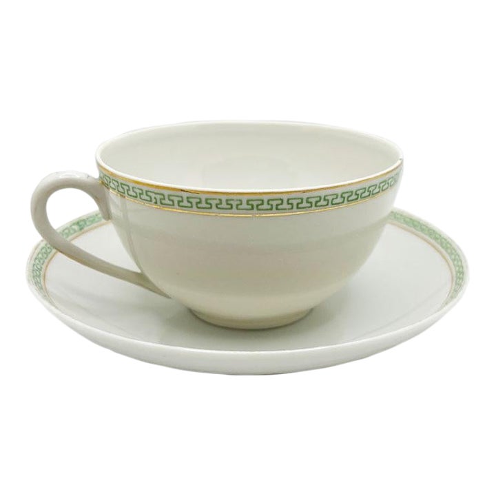 Vintage Porcelain Green Greek Key Tea Cup and Saucer by N & Co. Nagoya ...