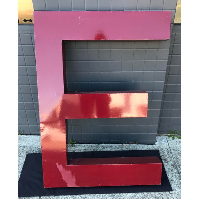 Large Vintage Red Enamel "E" Building Signage | Chairish