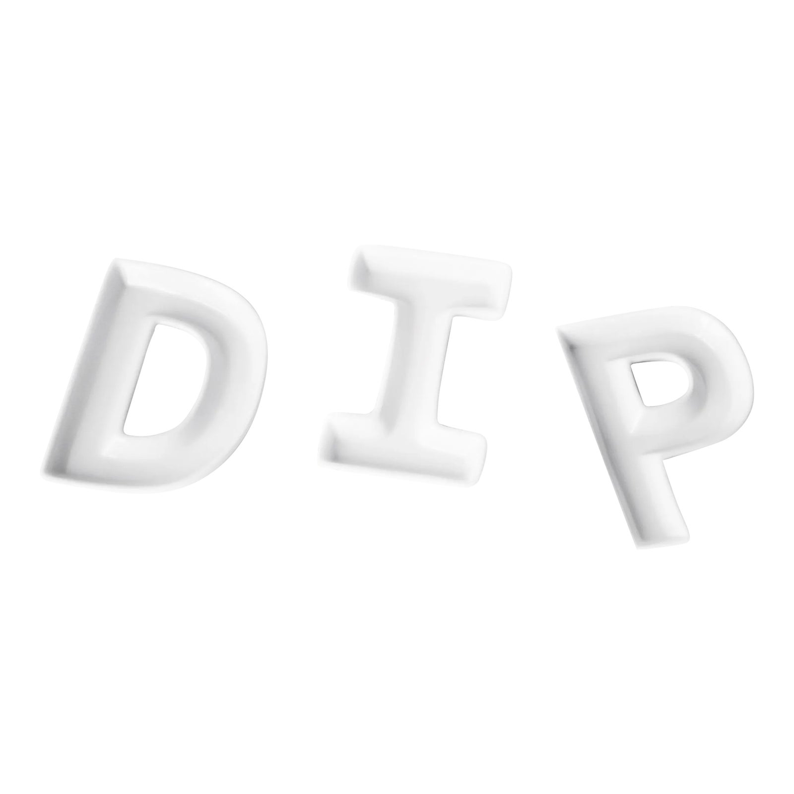 1980s Vintage Dip Letter Shaped Serving Plates Set of 3 Ceramic White ...