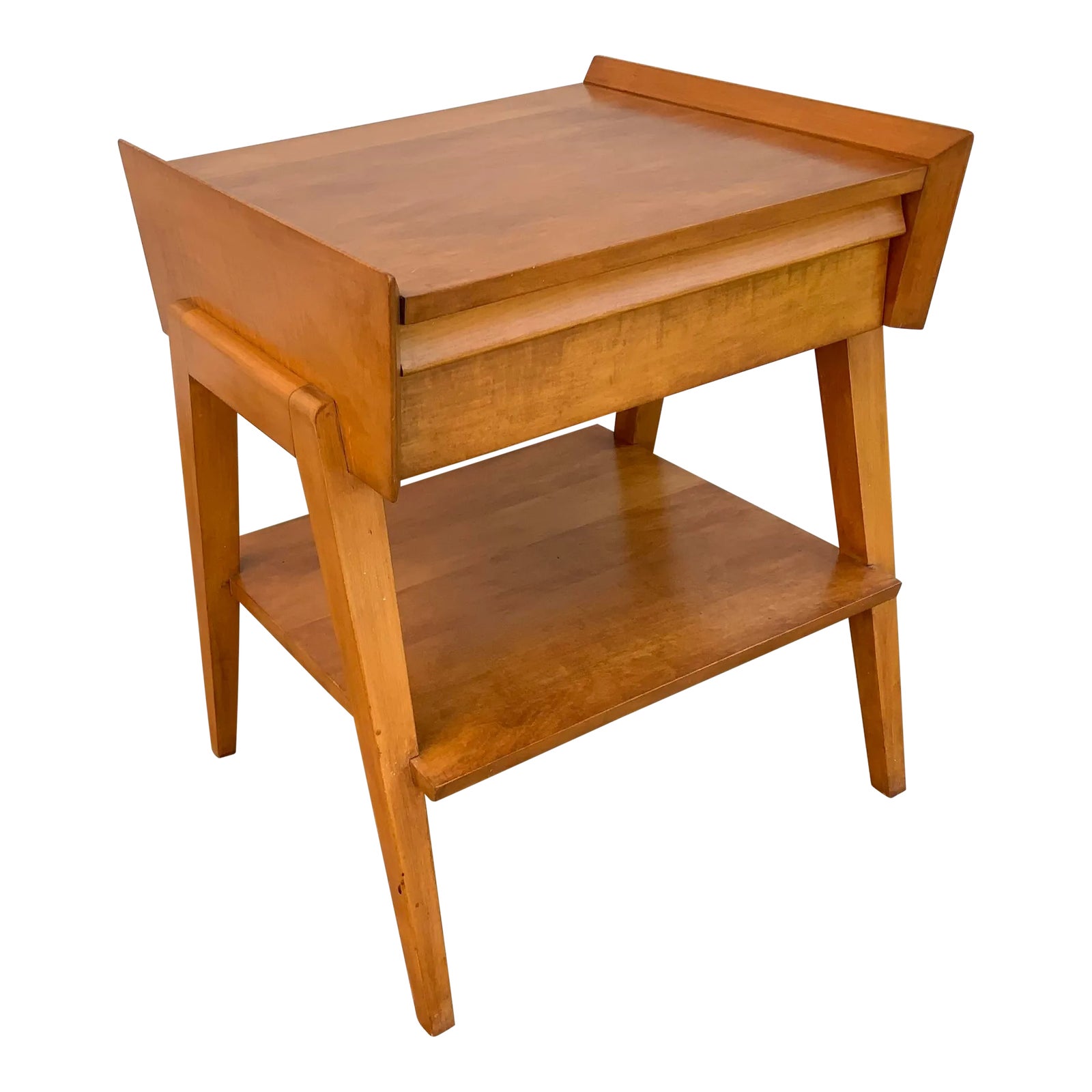 Midcentury Maple Side Table or Nightstand With One Drawer by Baumritter ...