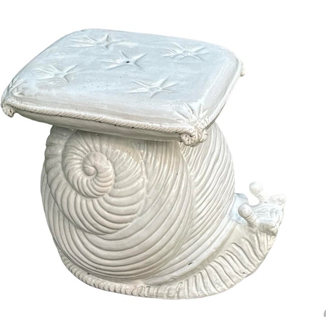 Vintage Italian Glazed Ceramic Snail Garden Stool | Chairish