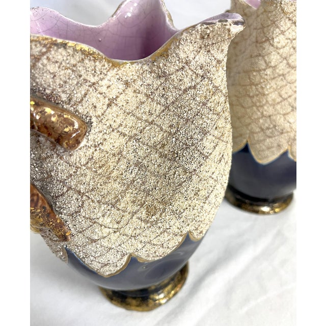 1950's English Thomas Forester Majolica Ceramic Vases- a Pair | Chairish