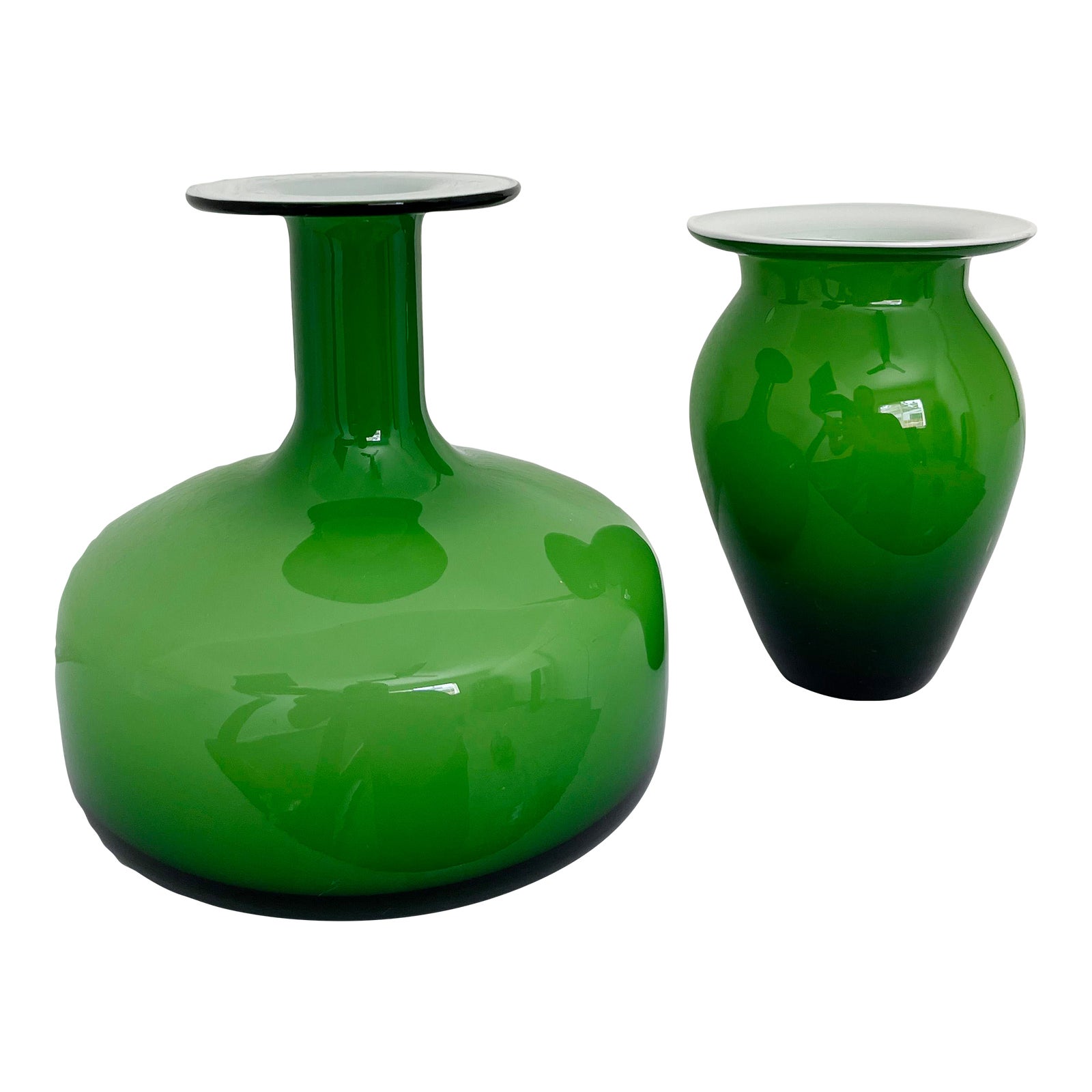 Pair of Otto Brauer Vases for Holmegaard Denmark 1970s | Chairish