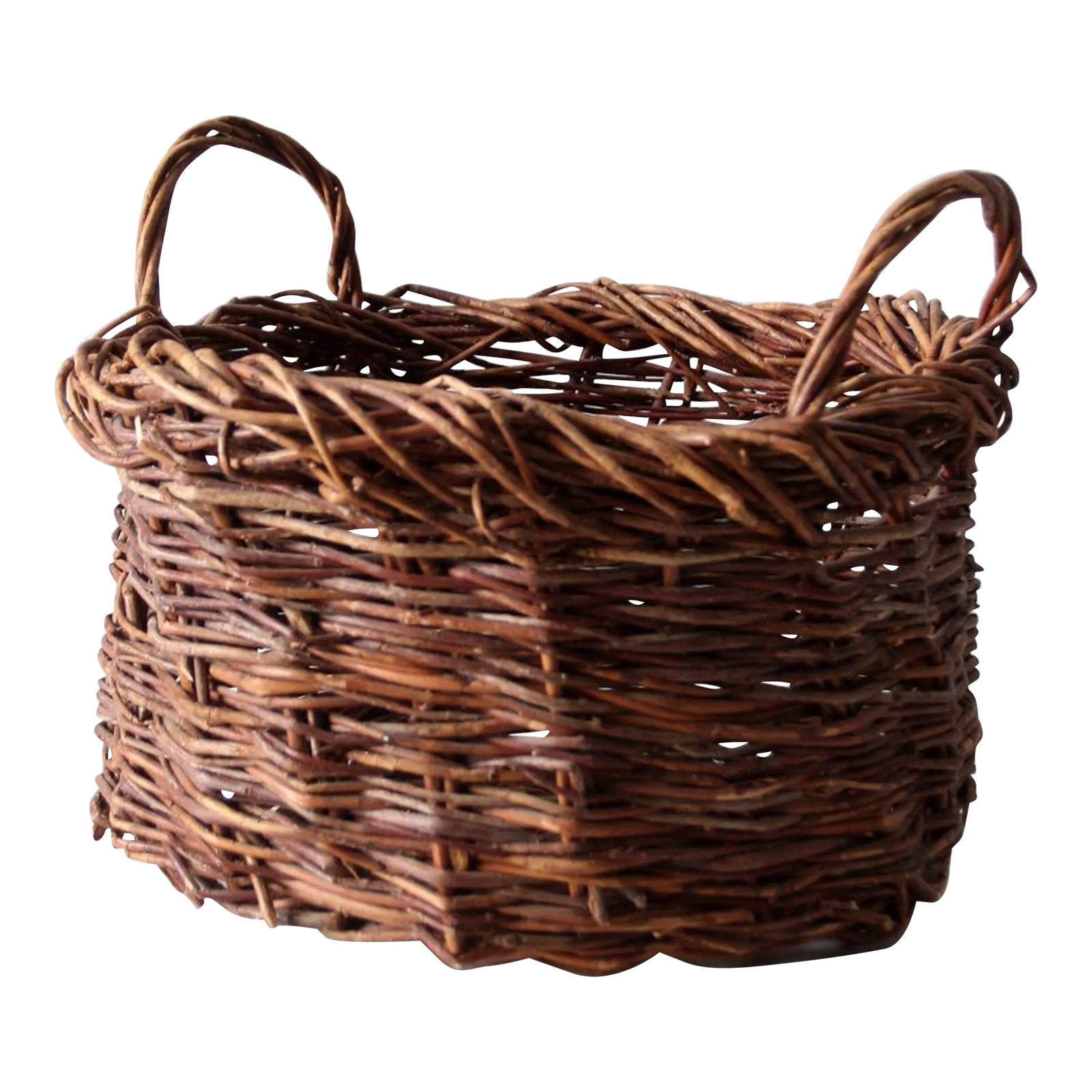 Vintage Wicker Harvest Basket | Chairish