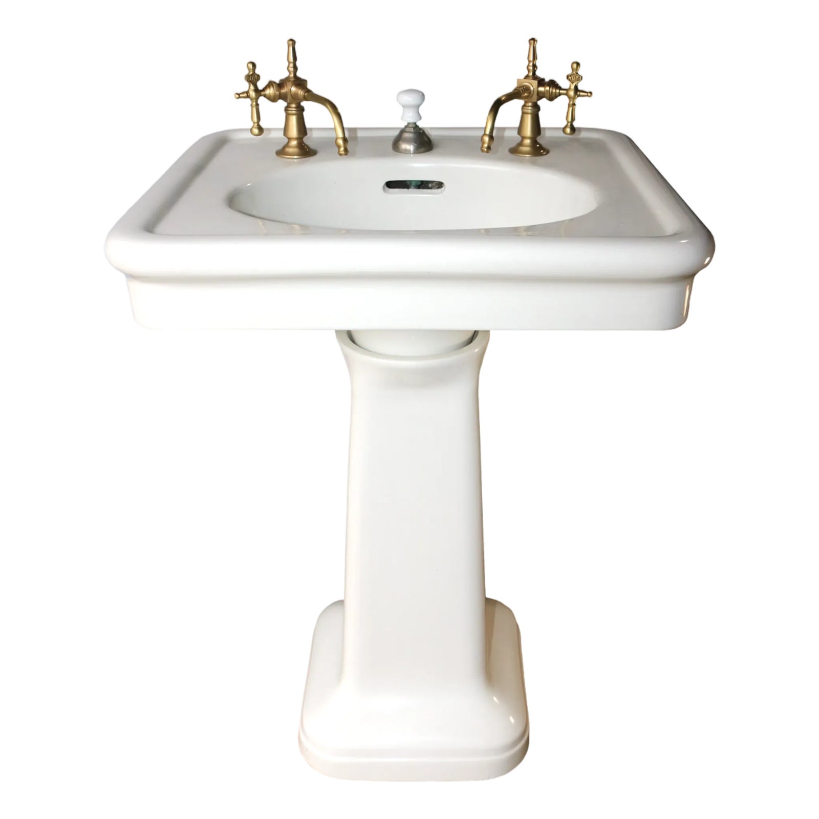 Antique 1920s Crane Idalia Vitreous China 24" Wide Pedestal Sink With ...