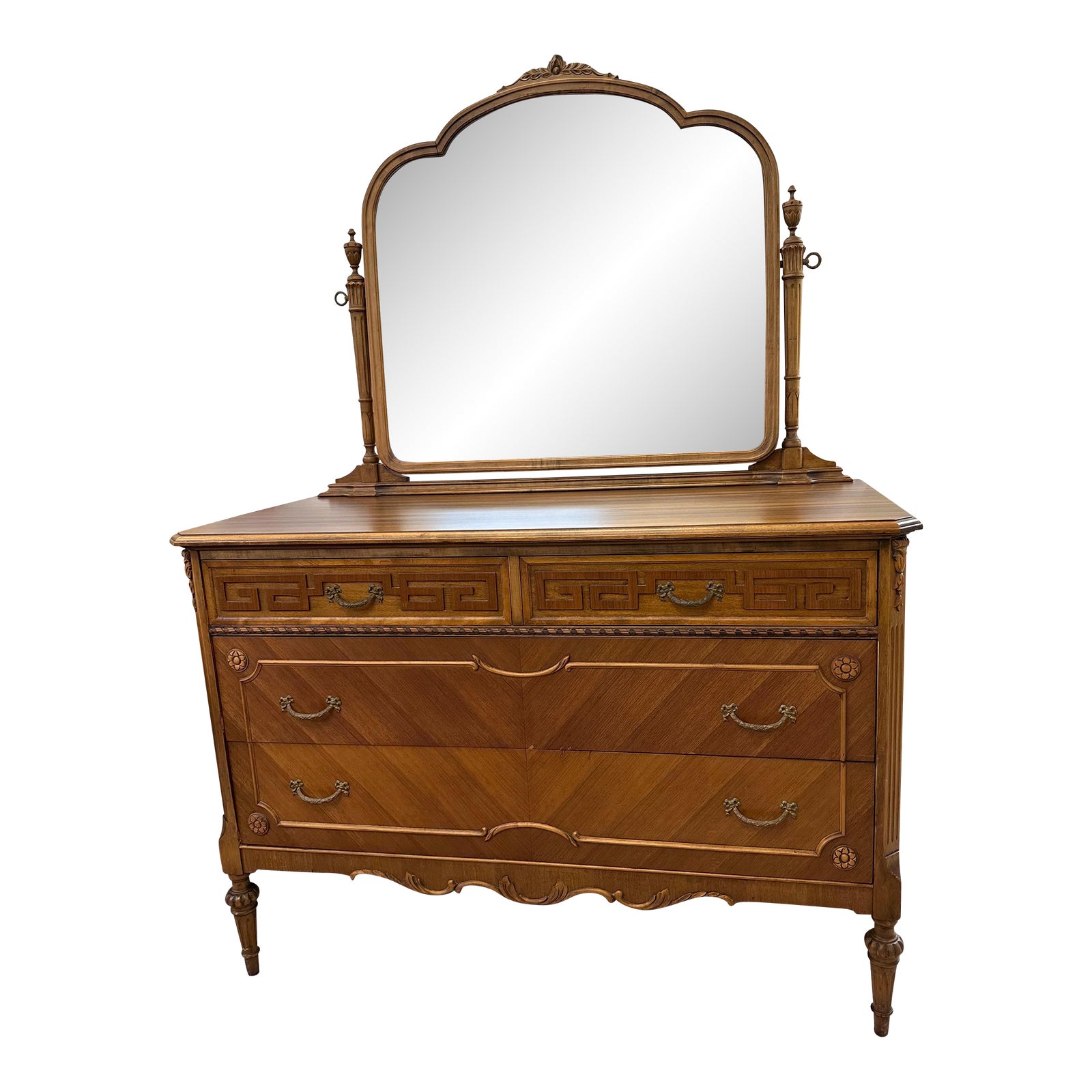 Walnut Vanity With Tilting Mirror Made by Northern Furniture Company of ...
