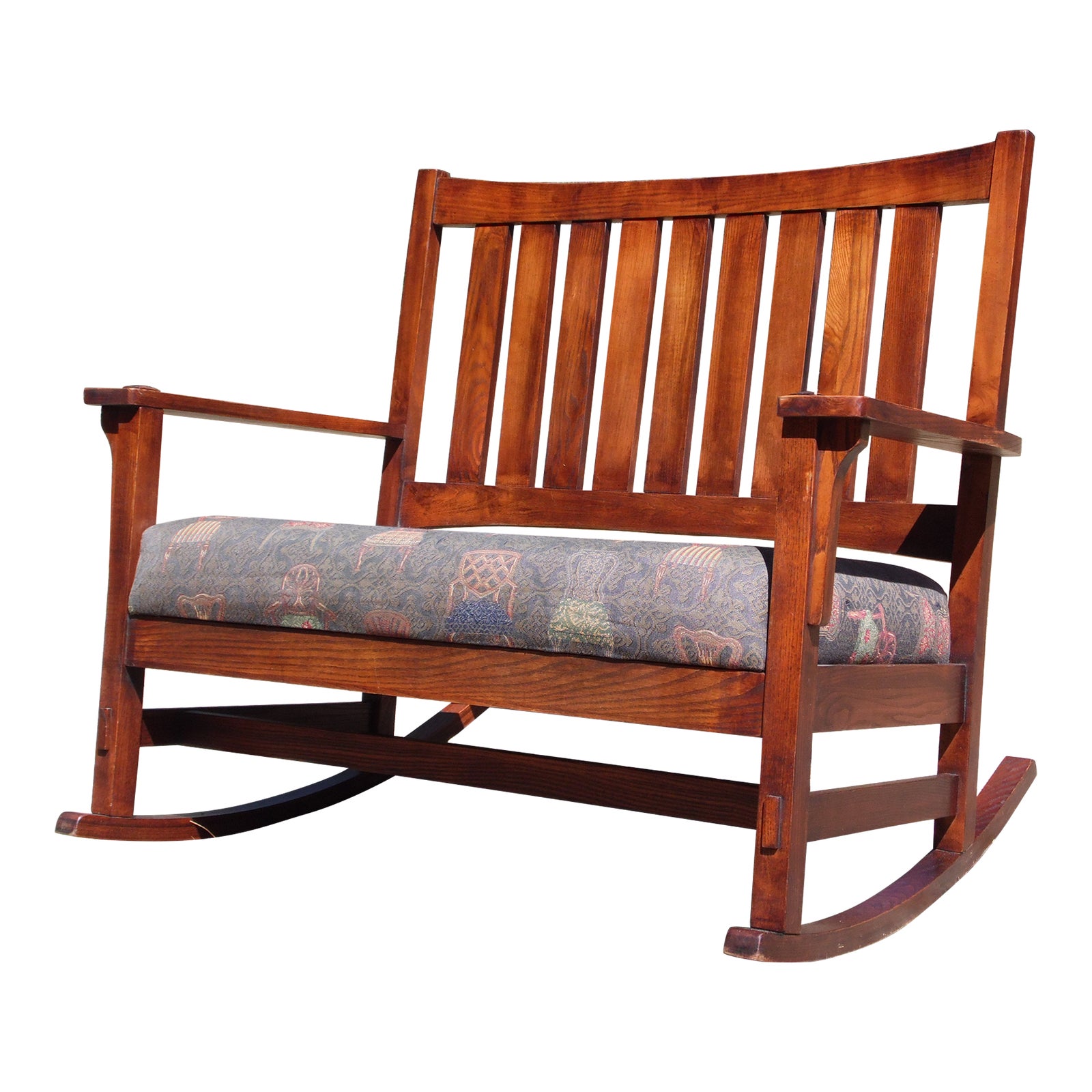 Vintage Mission Style Double Rocking Chair Arts & Crafts Slatback ...