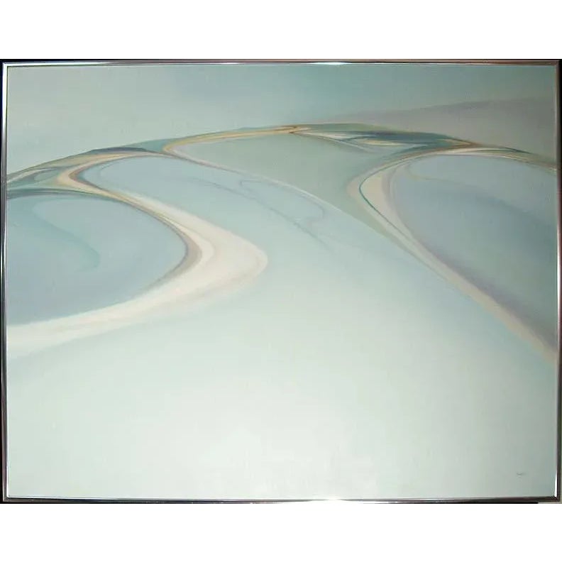 Ann Taylor "Landfall" Original Oil Painting on Canvas Blue Green Hills ...