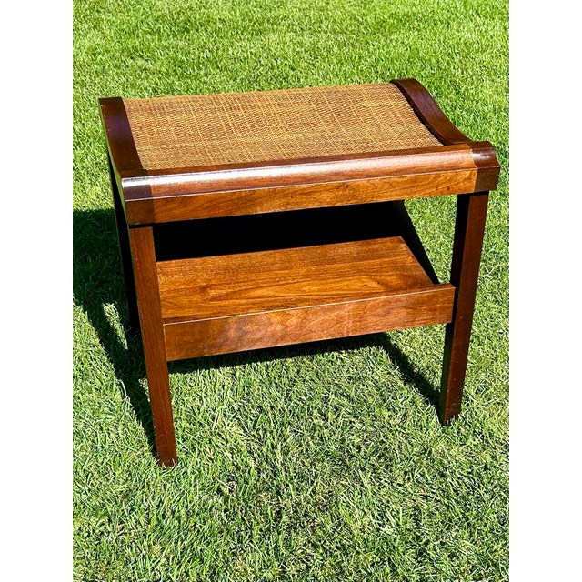 1960s Woven/Texturized Top End Table With Slanted Shelf for Storage of ...