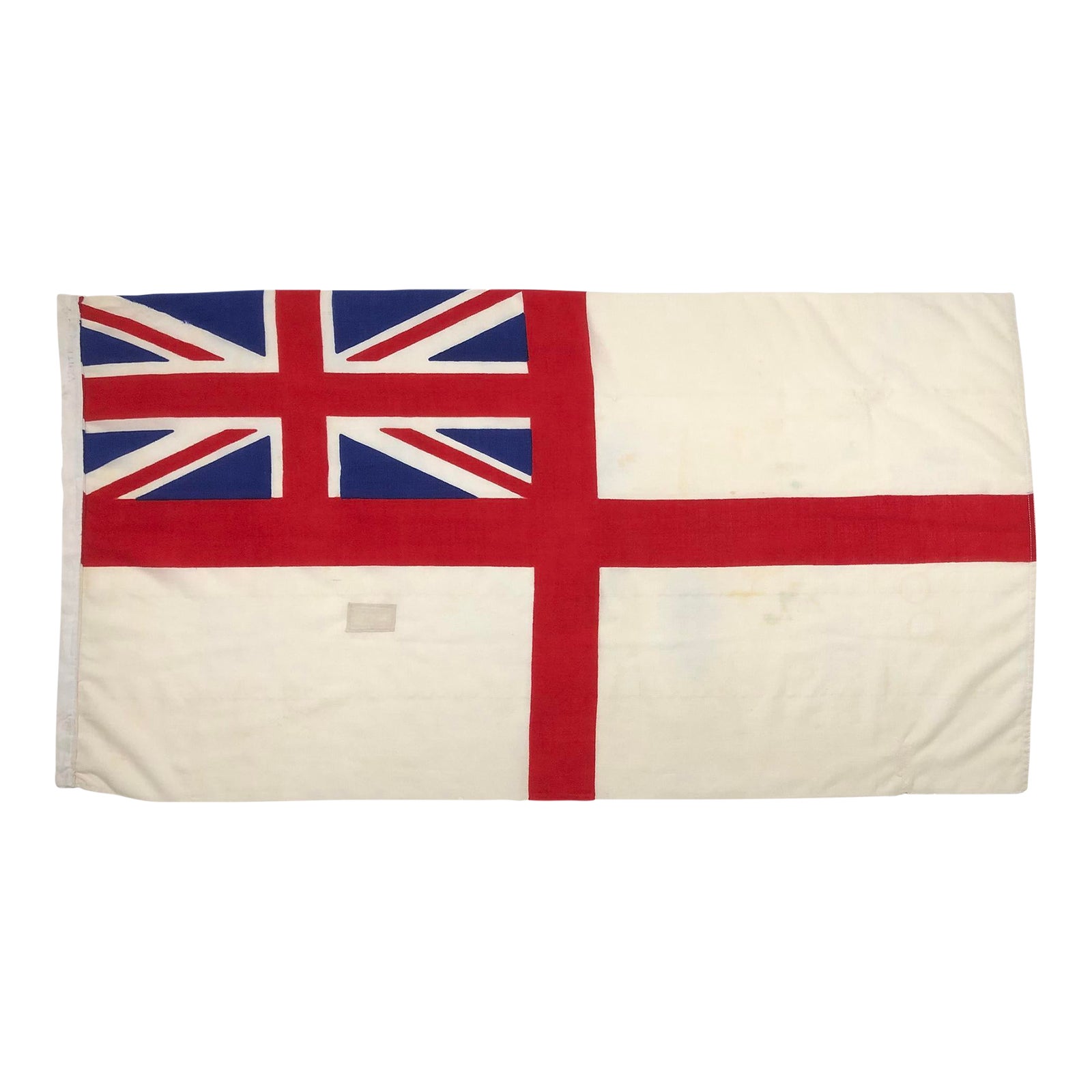 Vintage Union Jack Flag of the British Royal Navy, White Ensign | Chairish