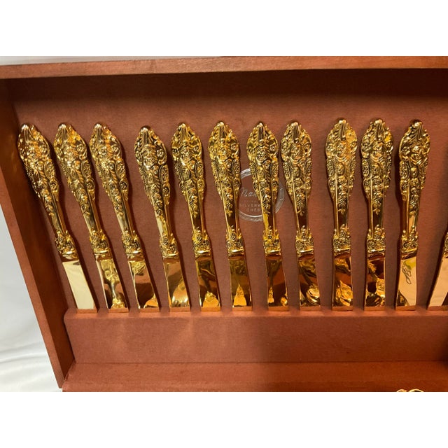 Early 20th Century F. B. Rogers 84 Piece Set Gold French Rose Flatware ...