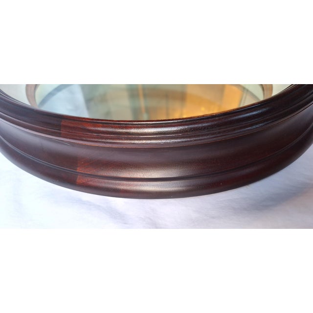 Vintage Baker Furniture Mahogany Finish Deep Oval Accent Mirror | Chairish