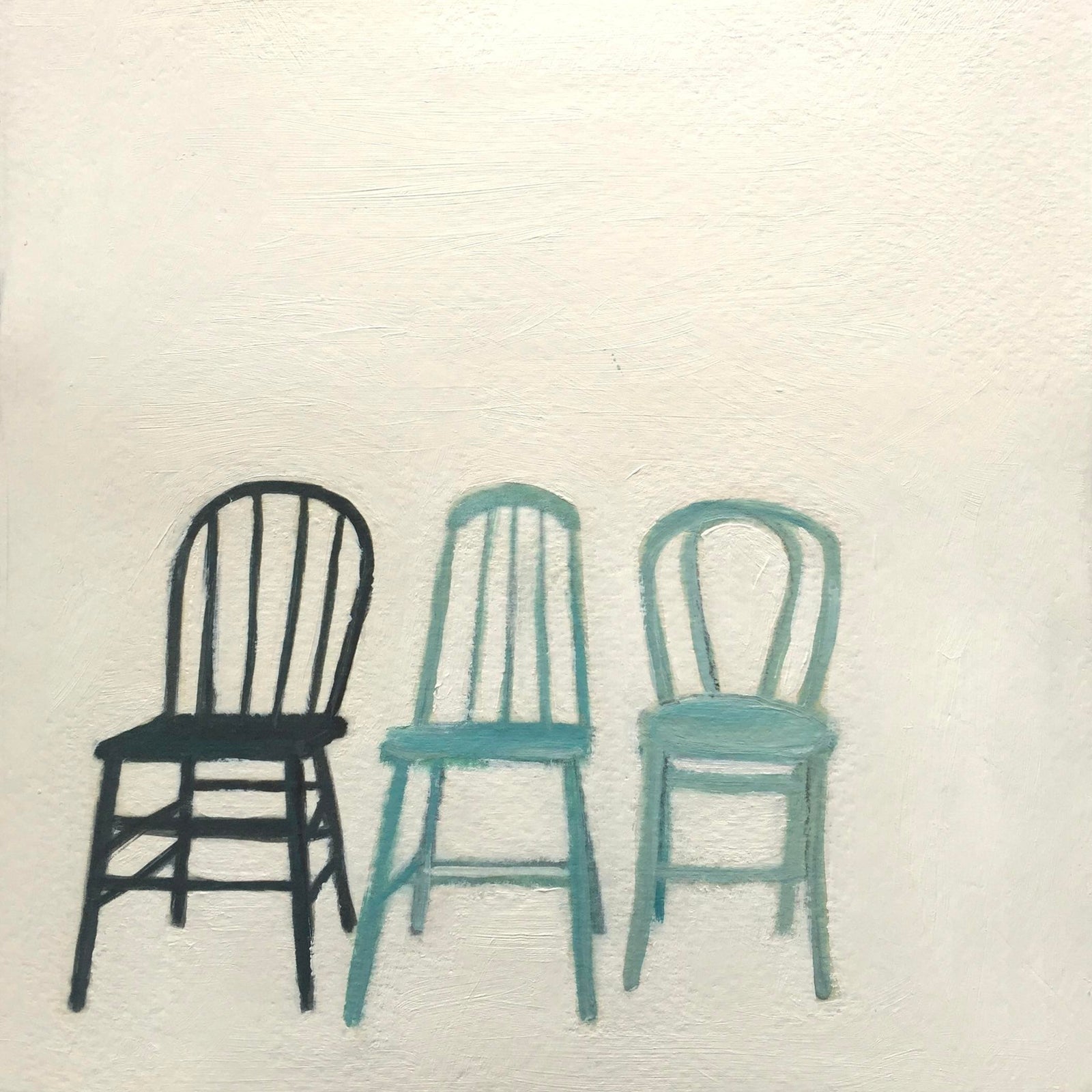 2010s "Small Blue Chairs" Still Life Original Oil Painting by Lara ...