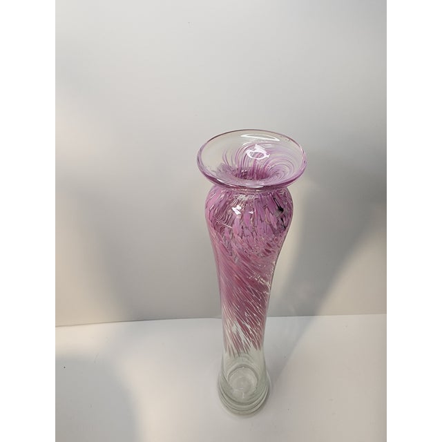 1990s Joe Mattson Studio Art Glass Punk Clear Tall Vase | Chairish