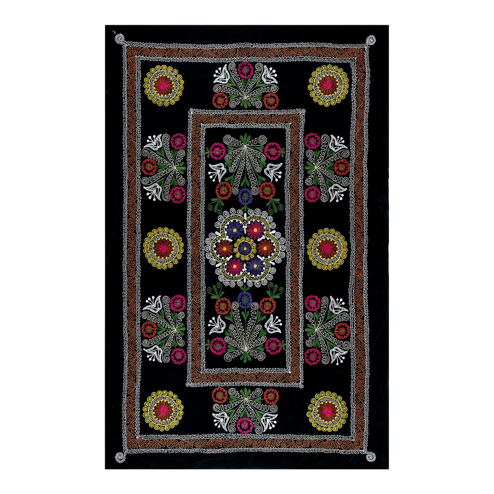 1980s Black Embroidered Tablecloth | Chairish