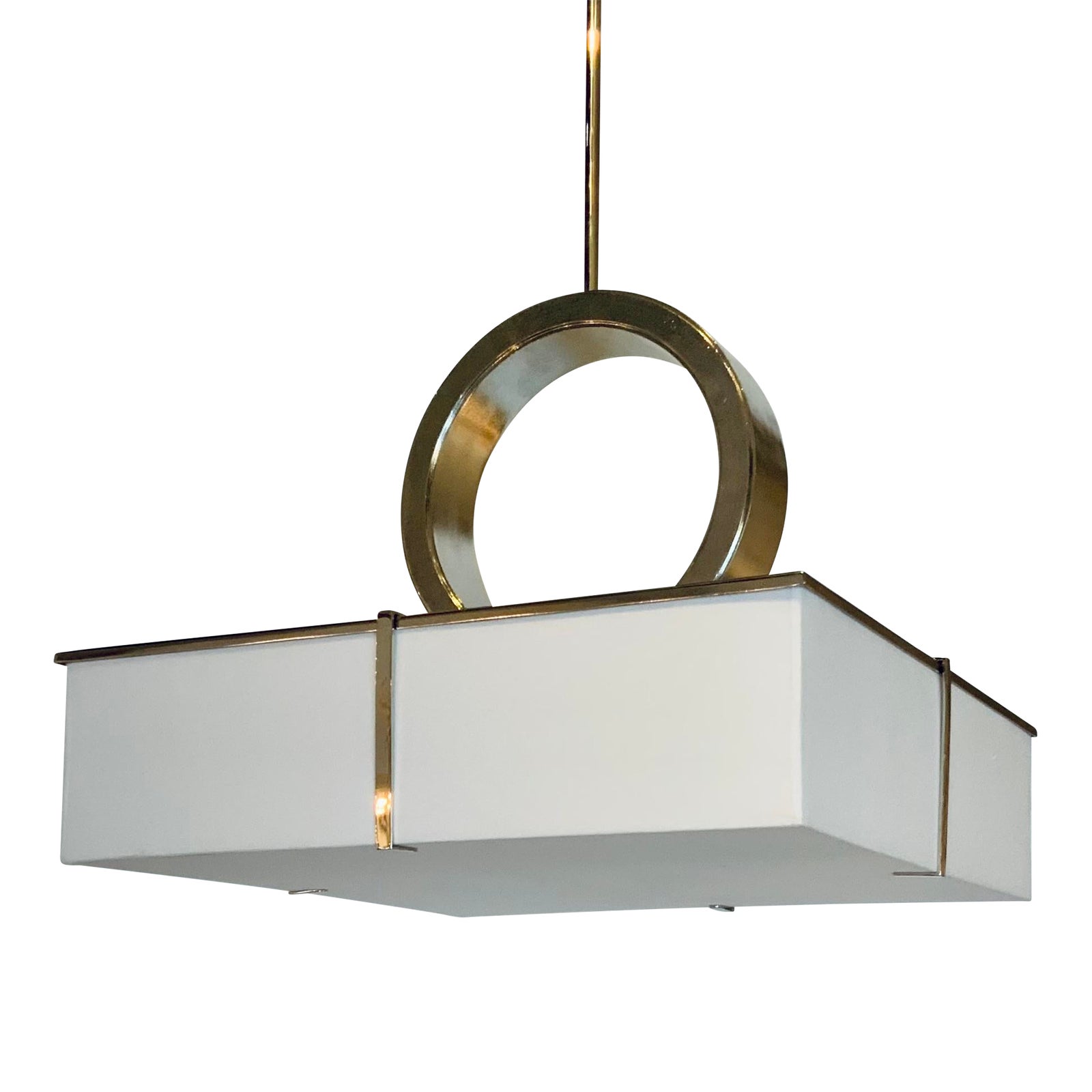 Global Views Contemporary White and Chrome Solitaire Chandelier | Chairish