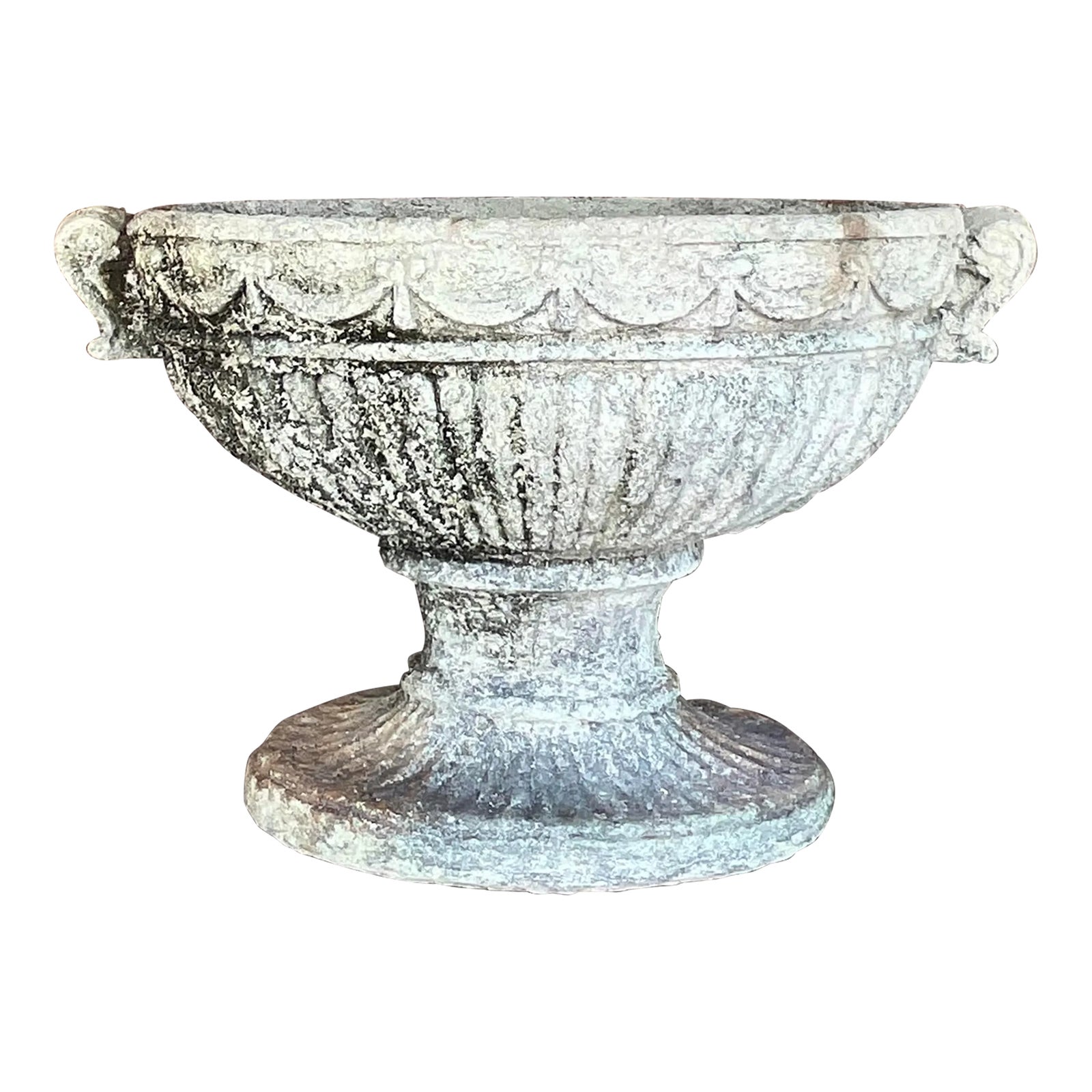 Vintage Boho Cast Concrete Swag Planter | Chairish