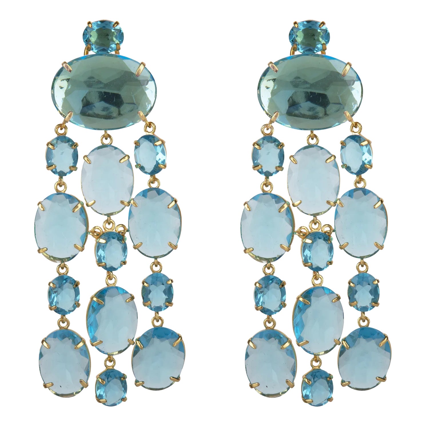 Marysol Statement Earrings in Blue Quartz, Clip On, A Pair | Chairish