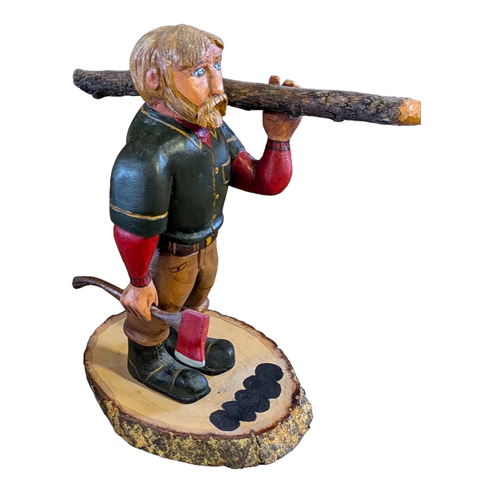 1940s Signed Hand Whittled Blackforest Style Wooden Lumberjack Figurine ...
