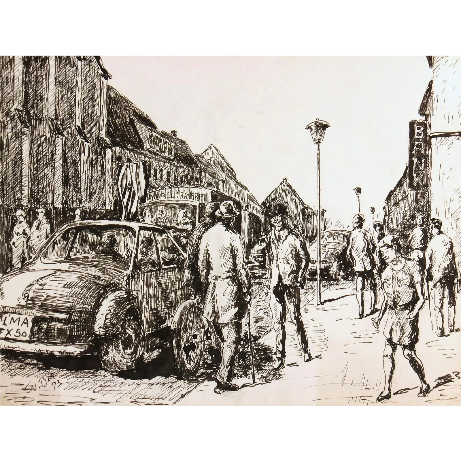 Werner Bell, Afternoon Stroll Through Town | Chairish