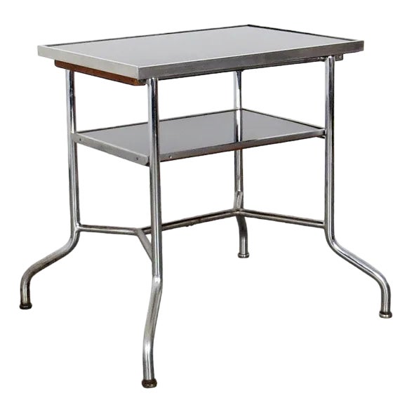 Tubular Side Table in Chrome and Glass | Chairish